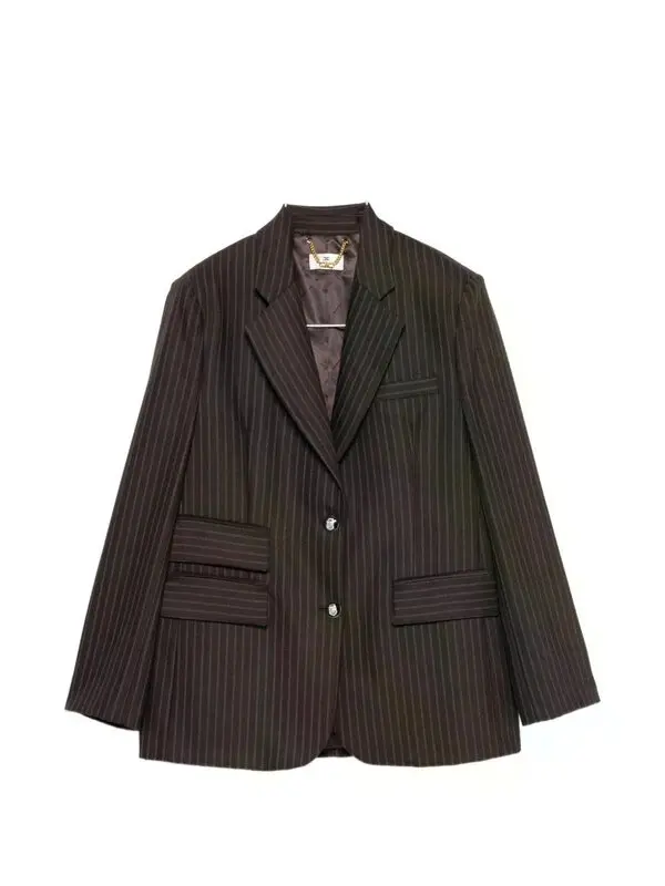 Elisabetta Franchi Pinstripe-pattern Notched-lapel Blazer - Brown