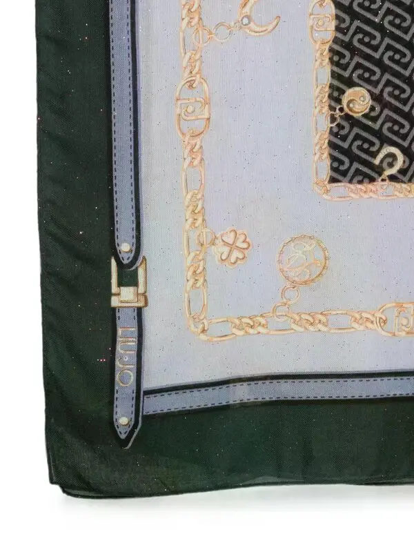 Liu Jo Monogram-print Chain-link Scarf - Green