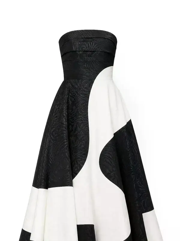 Alice + Olivia Strapless Jacquard Maxi Dress With Flared Skirt