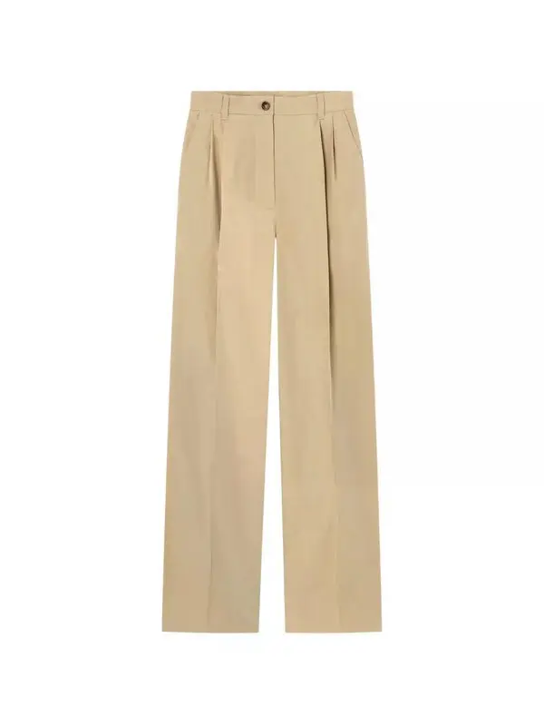 A.p.c. Ginny Pleated Cotton Trousers - Neutrals