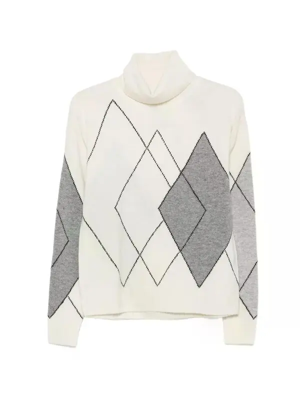 Seventy Argyle-pattern Roll-neck Sweater - White
