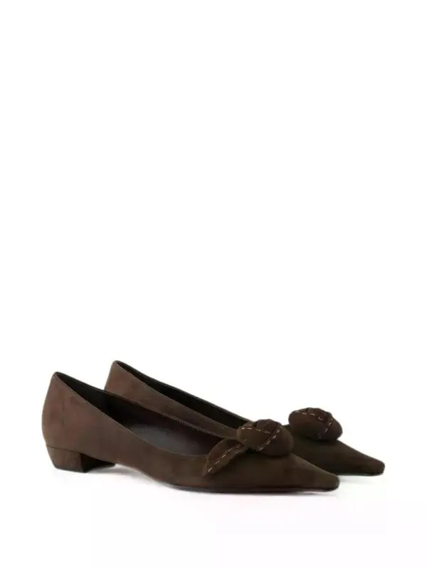 Prada Suede Ballerinas With Sculptural Floral Ornament