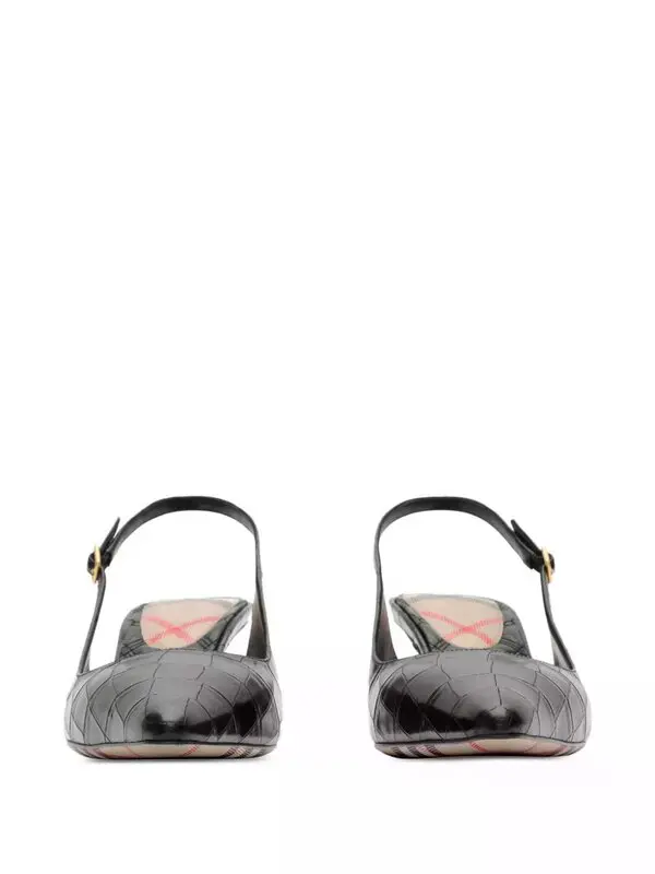 Burberry Crocodile-effect Leather Slingback Pumps With Kitten Heel