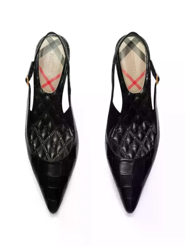 Burberry Crocodile-effect Leather Slingback Pumps With Kitten Heel