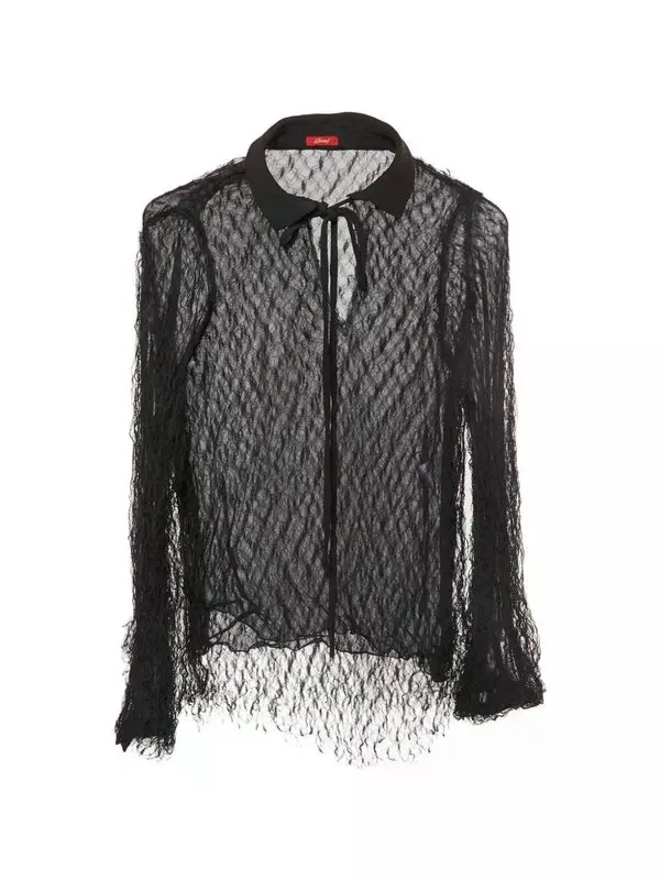 Roberto Cavalli Mesh Neck-tie Blouse