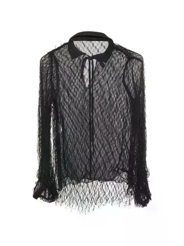 Roberto Cavalli Mesh Neck-tie Blouse