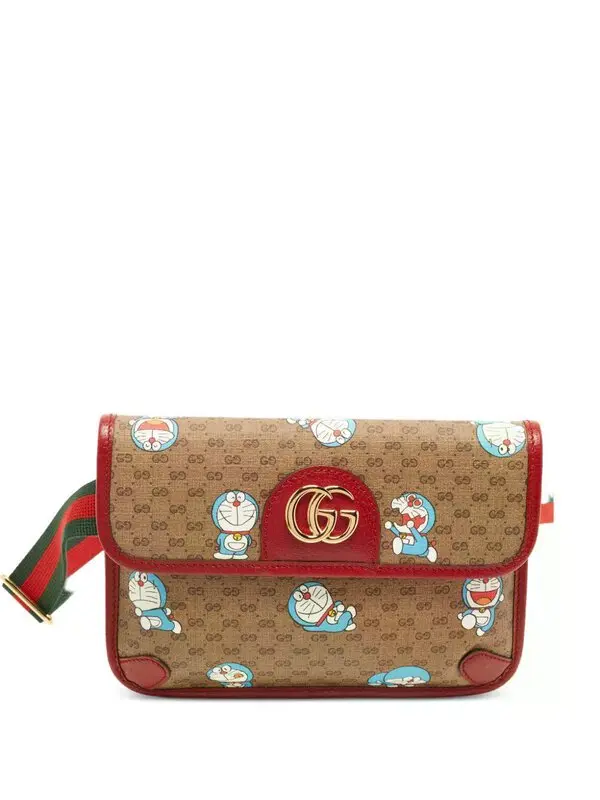 Gucci Doraemon Print Gg Pattern Belt Bag - Brown