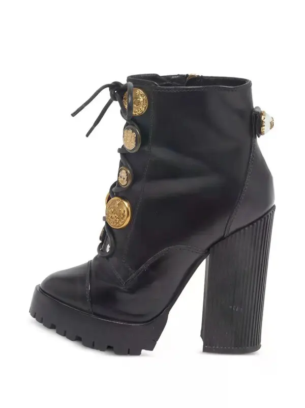 Dolce & Gabbana Leather Dg Logo Button Lace-up Boots