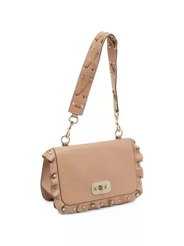 Red Valentino Leather Ruffled Shoulder Bag