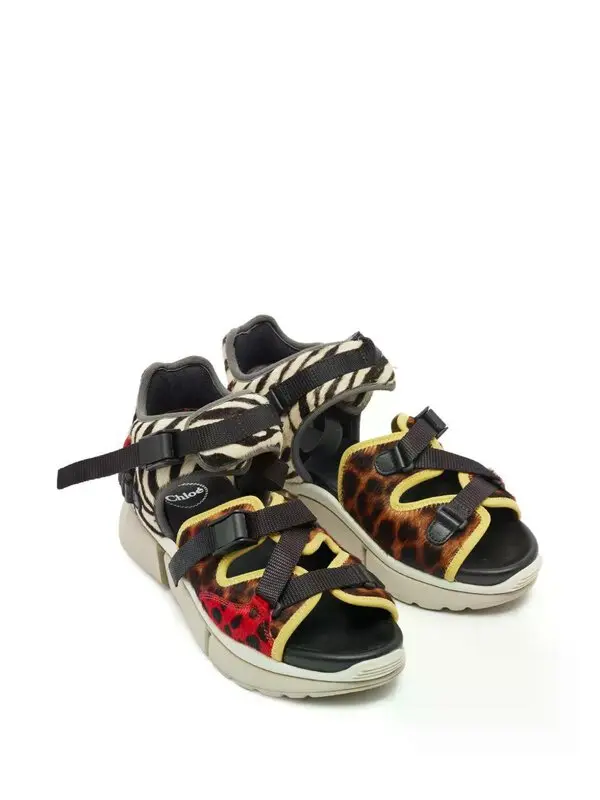 Chloé Sonnie Animal-print Calf Hair Sandals