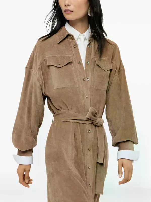 Brunello Cucinelli Fluid Corduroy Shirt Dress - Neutrals