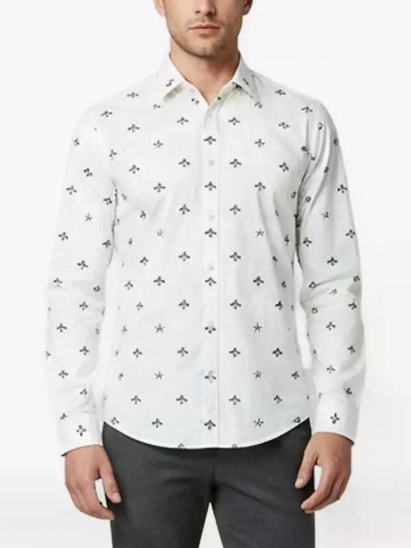 Gucci Bee Print Poplin Button Shirt - White