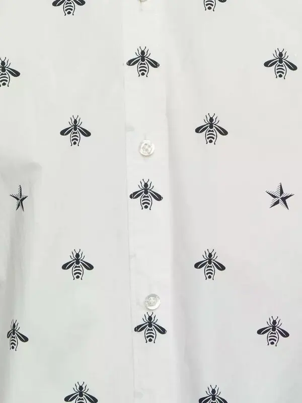 Gucci Bee Print Poplin Button Shirt