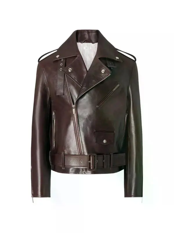 Thom Browne Belted Leather Biker Jacket