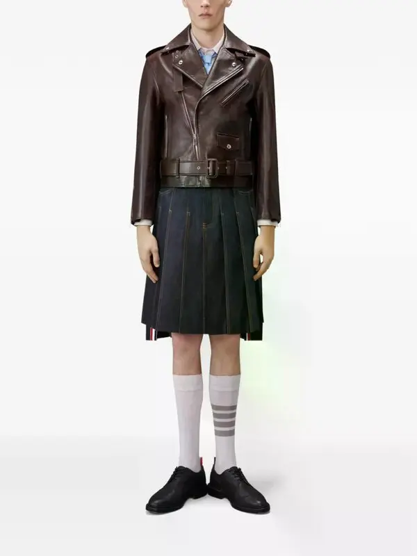 Thom Browne Belted Leather Biker Jacket
