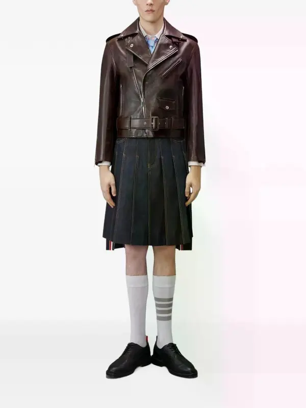 Thom Browne Belted Leather Biker Jacket