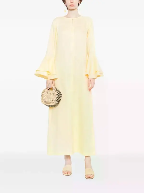 BAMBAH Tiered Ruffled Linen Maxi Dress
