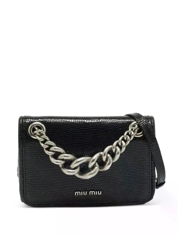Miu Miu Logo Detail Cross Body Bag - Black