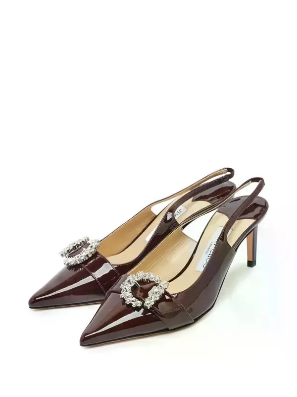 JIMMY CHOO Crystal-embellished Patent Leather Slingback Pumps