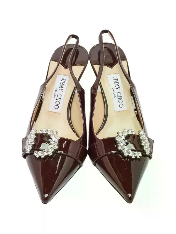 JIMMY CHOO Crystal-embellished Patent Leather Slingback Pumps