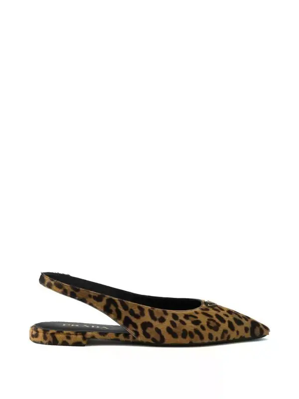 Prada Printed Leather Ballerinas With Enameled Triangle Logo
