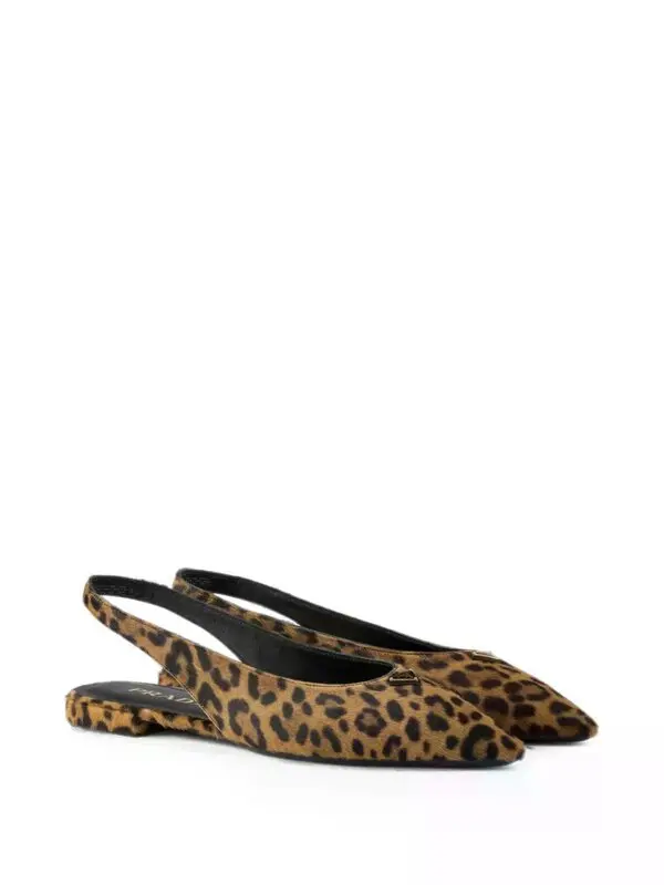 Prada Printed Leather Ballerinas With Enameled Triangle Logo