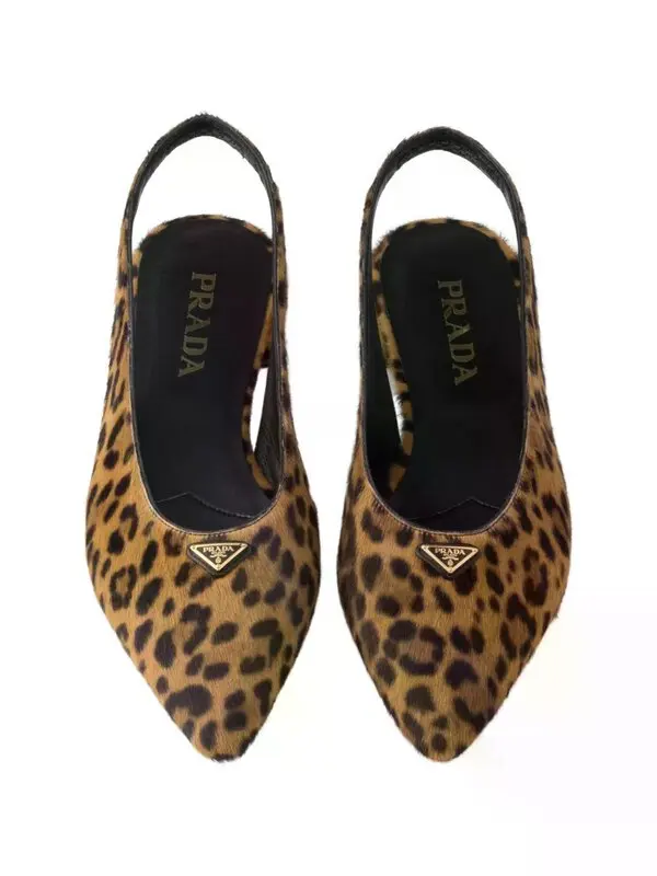 Prada Printed Leather Ballerinas With Enameled Triangle Logo