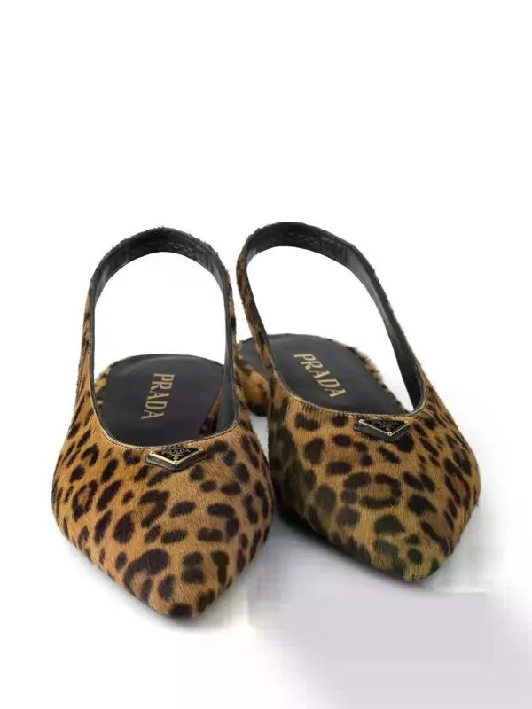 Prada Printed Leather Ballerinas With Enameled Triangle Logo