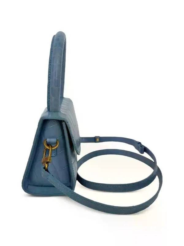 By Far Crocodile-embossed Top Handle Bag - Blue