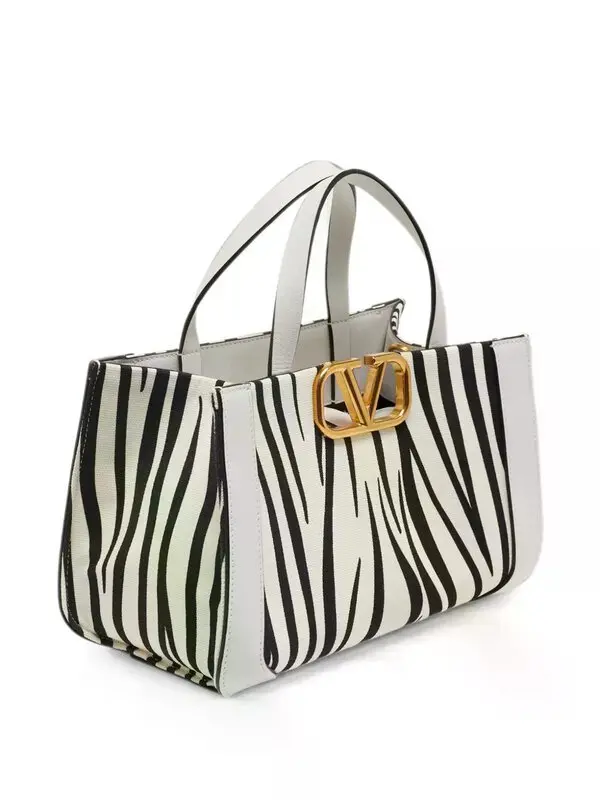 Valentino Garavani Vlogo Zebra-print Tote Bag