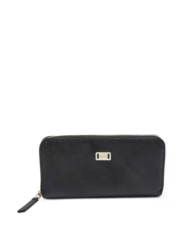 TOD'S Zip-around Logo-plaque Wallet - Black