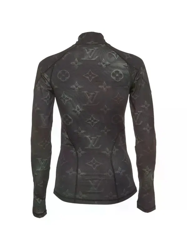 LOUIS VUITTON Monogram Print High Neck Half-zip Long Sleeve Top
