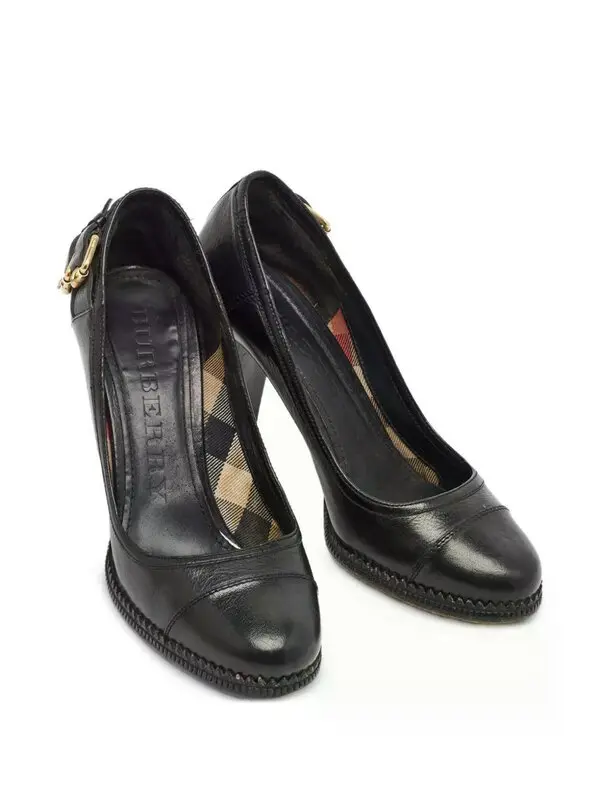 Burberry Leather Buckle Detail Almond Toe High Heel Pumps