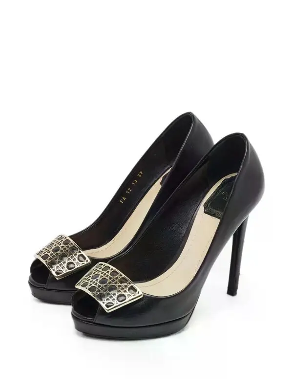 Dior Cannage Plaque Open Toe Stiletto Pumps