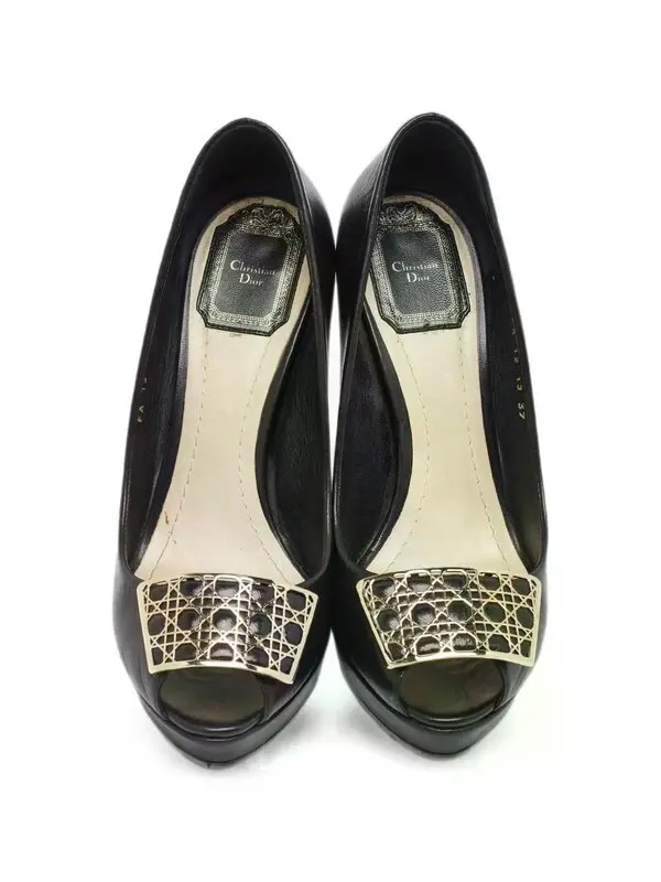 Dior Cannage Plaque Open Toe Stiletto Pumps