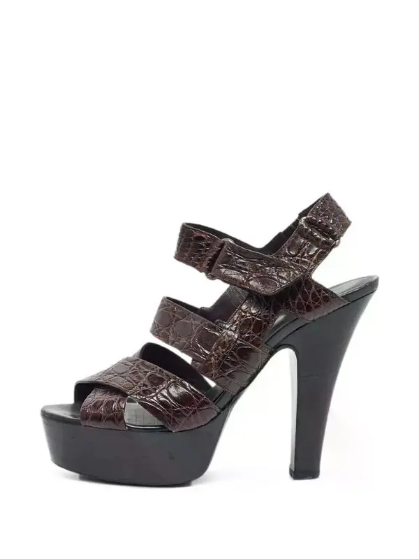 Bottega Veneta Red Leather Croc-effect Platform High Heel Sandals