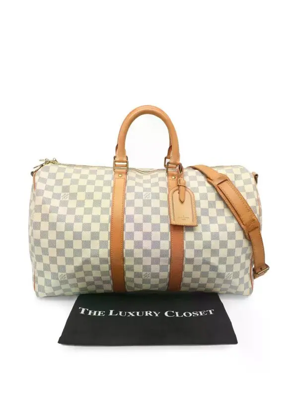 LOUIS VUITTON Damier Azur Keepall Bandoulière Duffle Bag - Neutrals