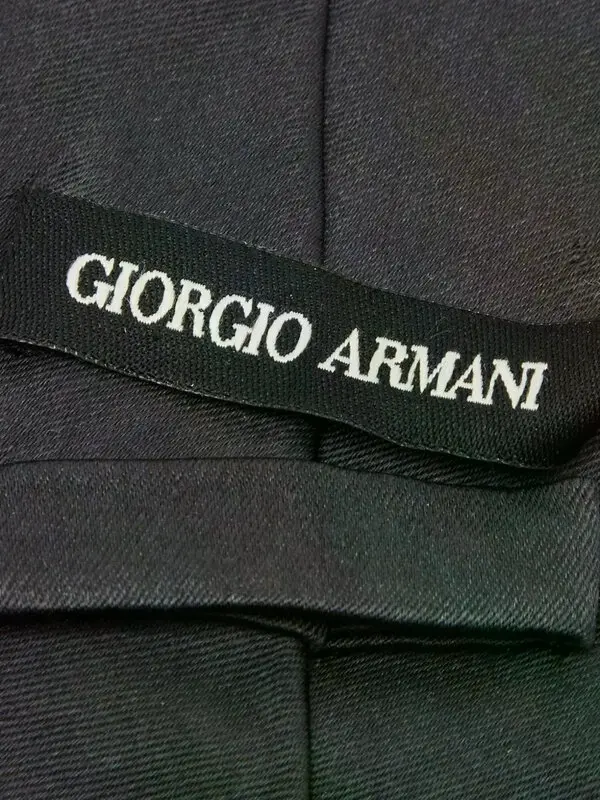 Giorgio Armani Logo Embroidered Silk Neck Tie - Grey