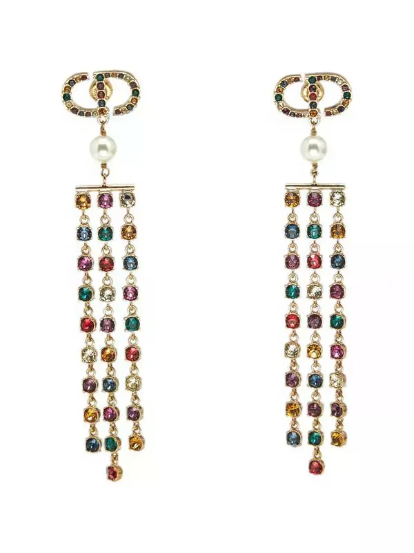 Dior Cd Crystal Fringe-drop Earrings