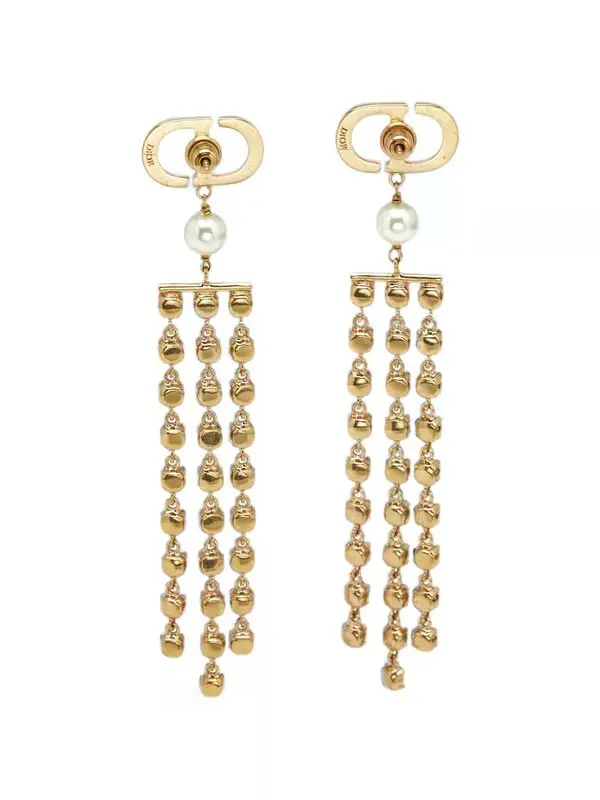 Dior Cd Crystal Fringe-drop Earrings