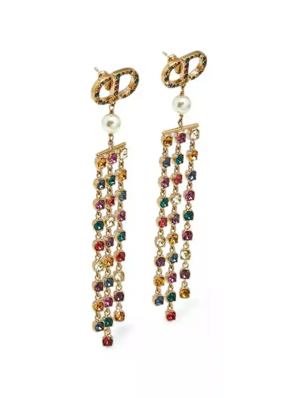 Dior Cd Crystal Fringe-drop Earrings