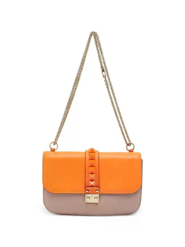 Valentino Garavani Medium Glam Lock Rockstud Shoulder Bag - Orange