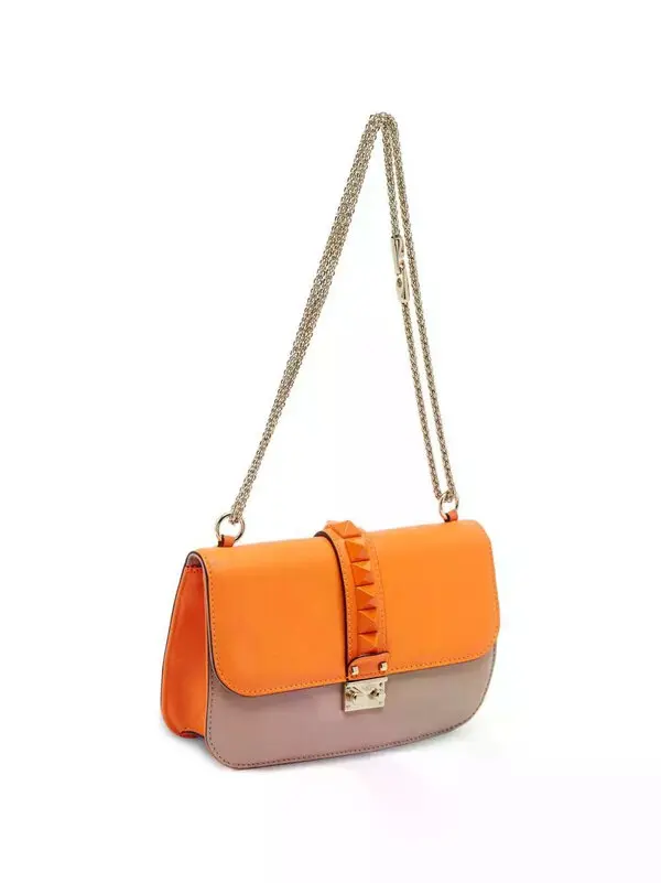 Valentino Garavani Medium Glam Lock Rockstud Shoulder Bag - Orange