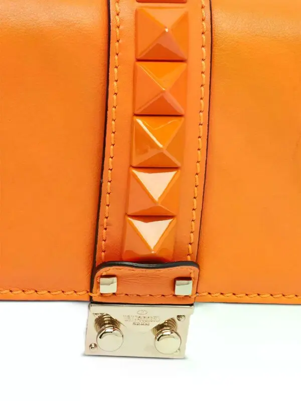 Valentino Garavani Medium Glam Lock Rockstud Shoulder Bag - Orange