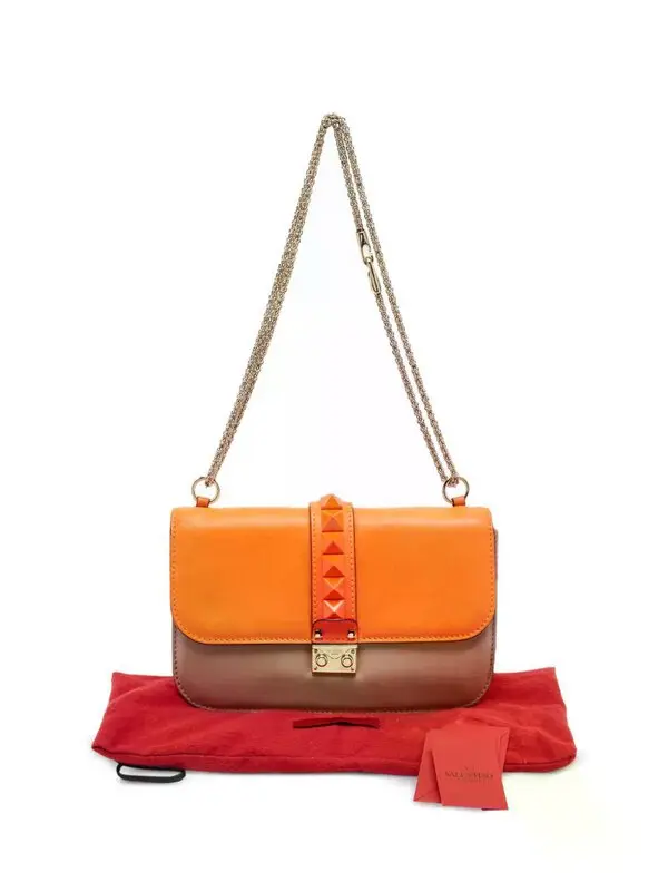 Valentino Garavani Medium Glam Lock Rockstud Shoulder Bag - Orange