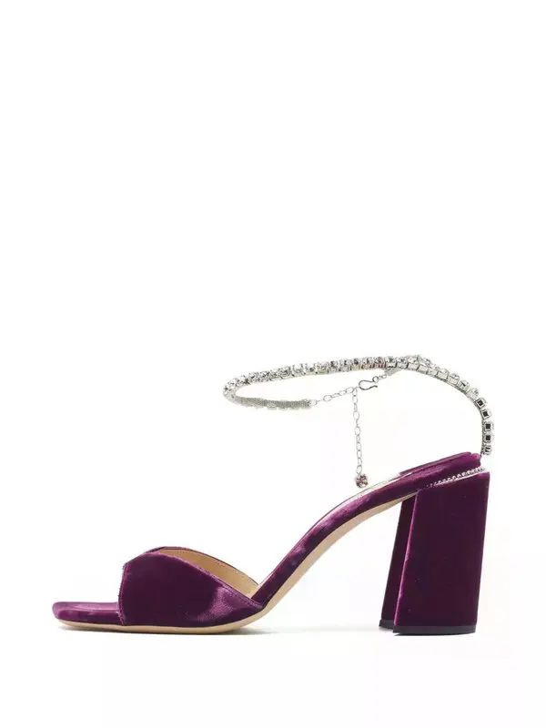 JIMMY CHOO Saeda Crystal-embellished Velvet Sandals - Purple