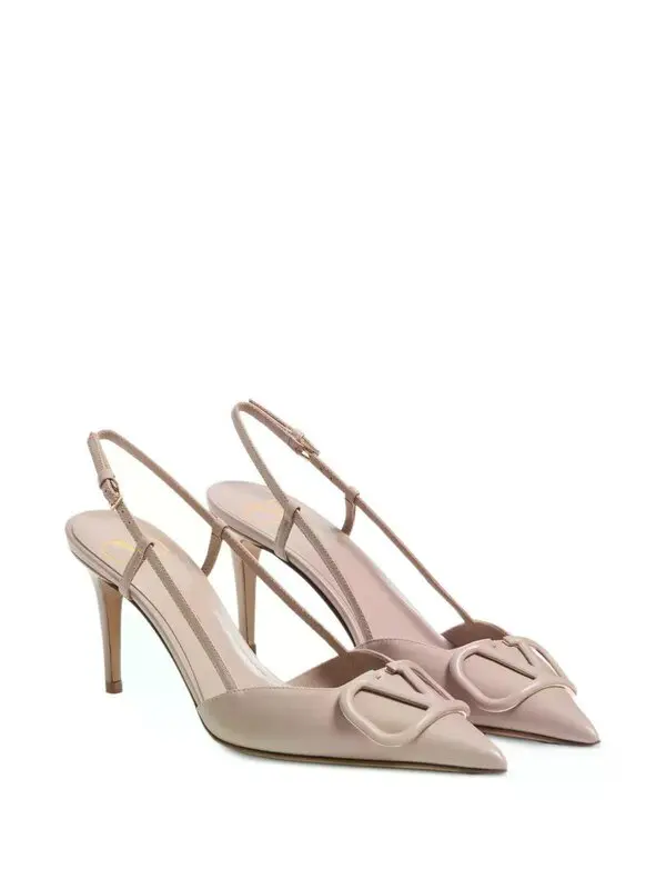 Valentino Garavani Vlogo Signature Calfskin Slingback Pumps 80 Mm - Pink