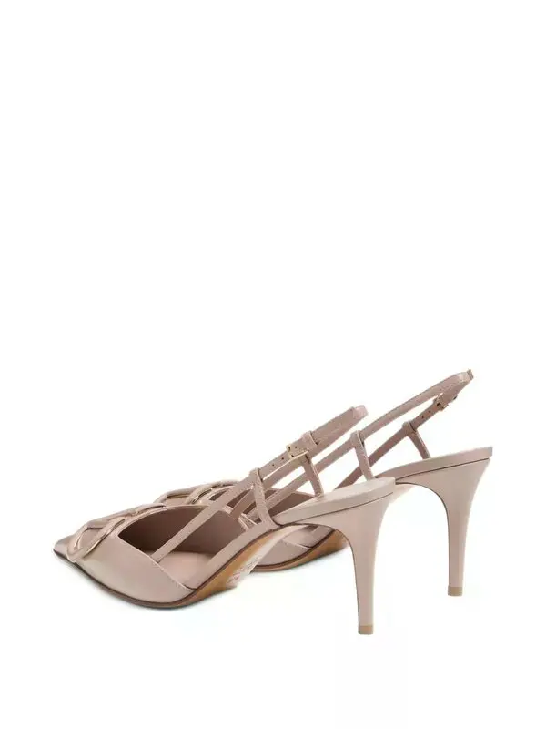 Valentino Garavani Vlogo Signature Calfskin Slingback Pumps 80 Mm - Pink