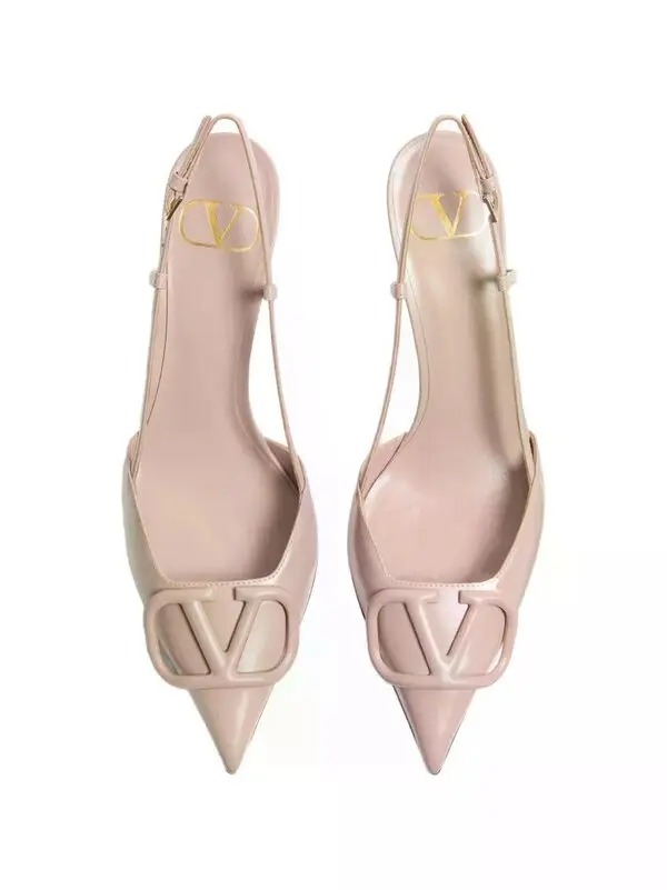 Valentino Garavani Vlogo Signature Calfskin Slingback Pumps 80 Mm - Pink