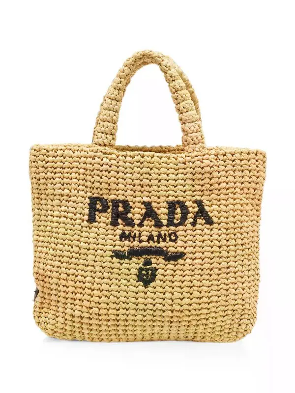 Prada Crochet Raffia Tote Bag